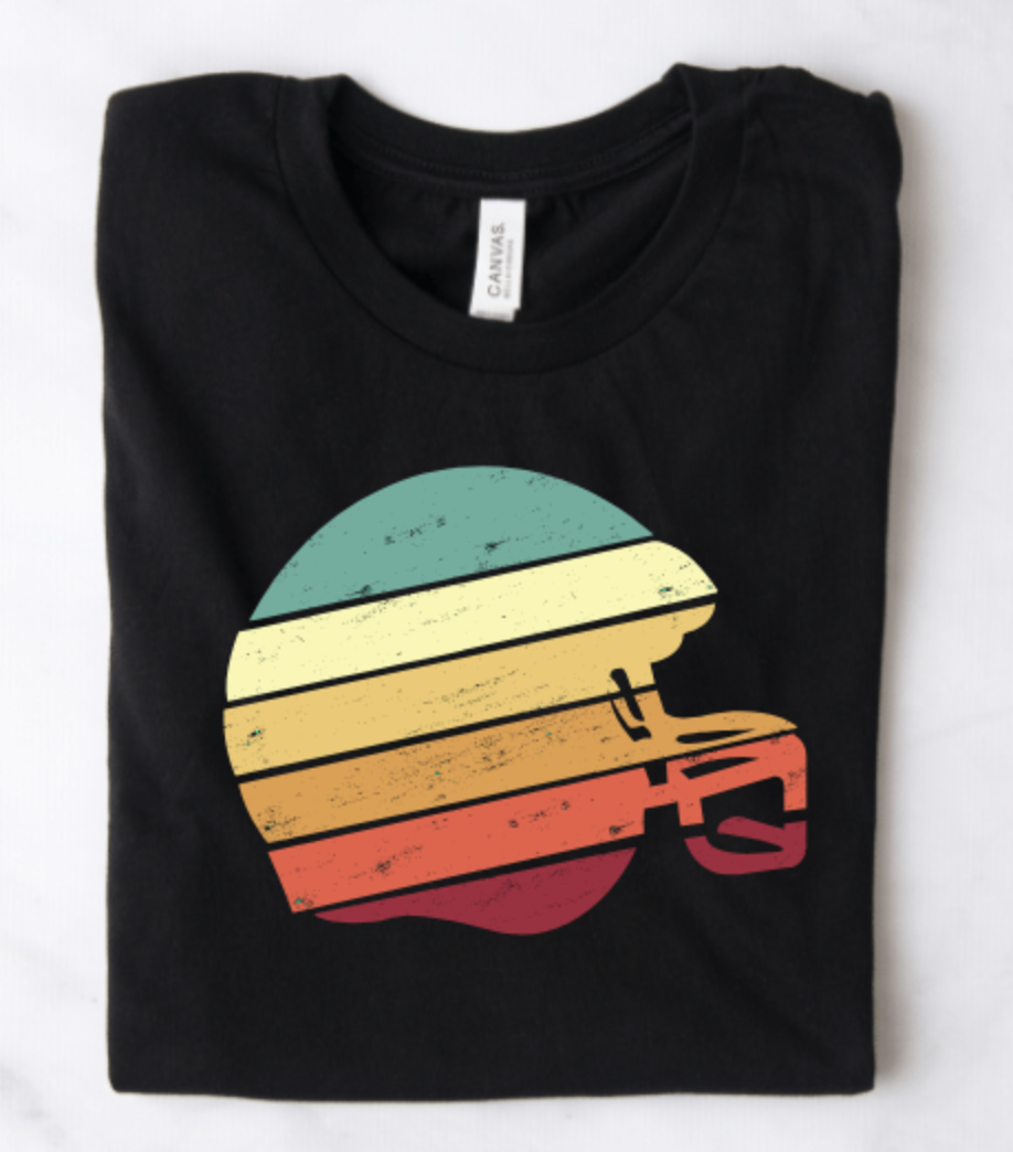 FOOTBALL HELMET SUNSET STRIPE SET UP – Basic Becky Tees & More
