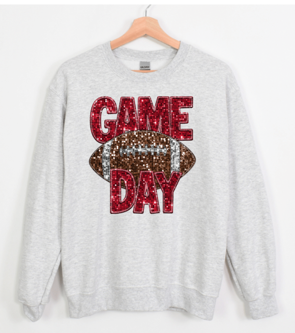 GAME DAY FAUX GLITTER SEQUIN FOOTBALL (RED GAME DAY) – Basic Becky Tees & More