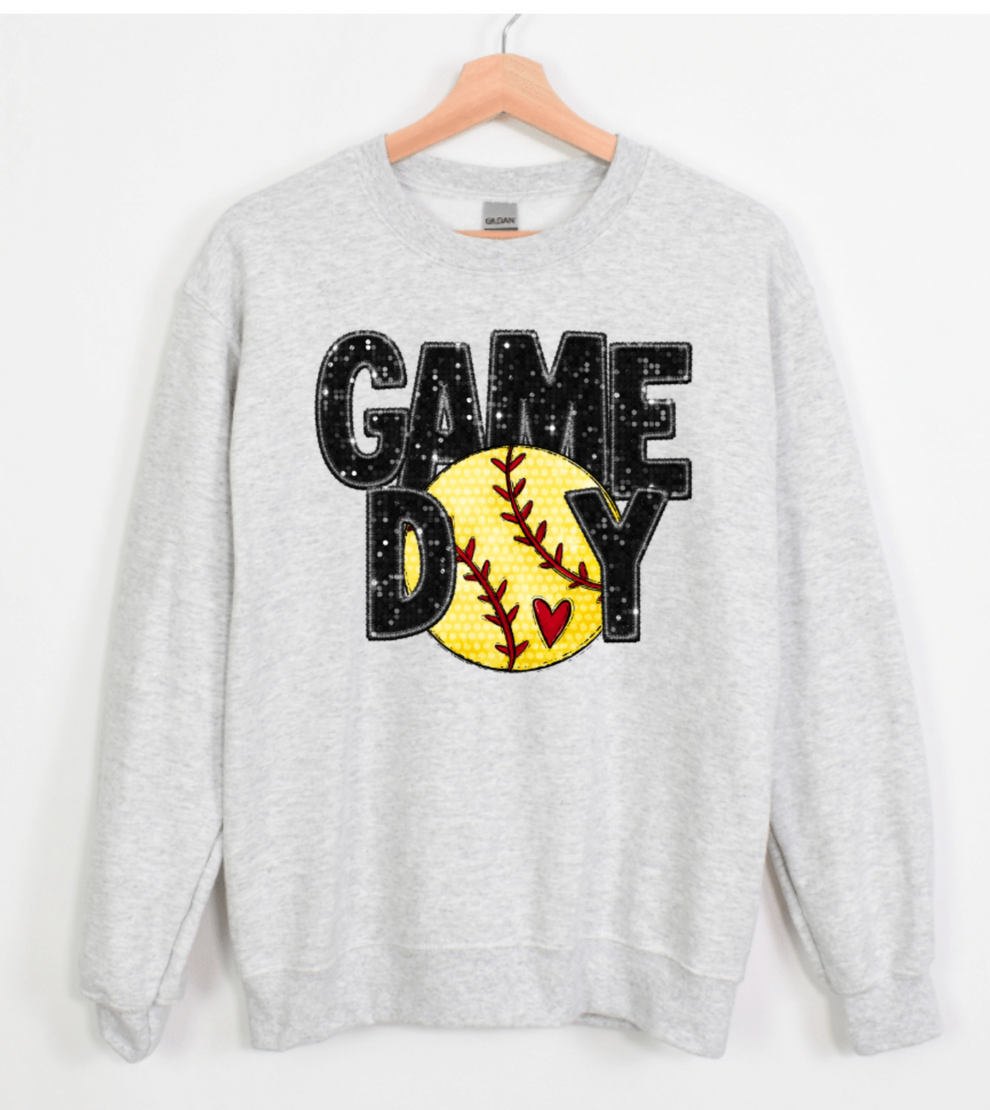 GAME DAY FAUX GLITTER SEQUIN SOFTBALL – Basic Becky Tees & More